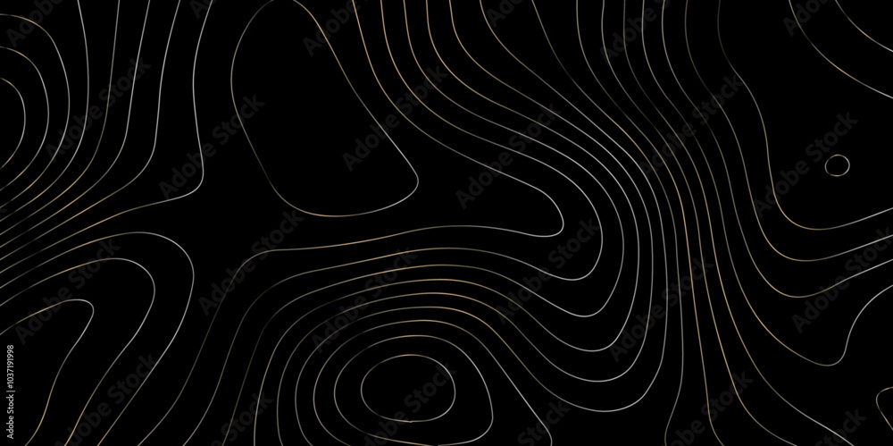 Abstract multicolor on black background with Topographic line map ...