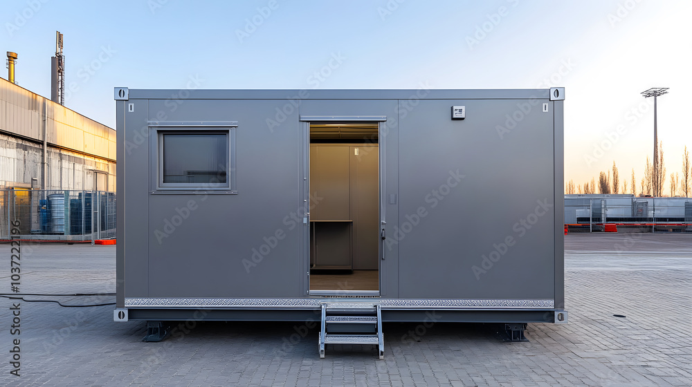 portable industrial cabin designed for on site workers, featuring sleek ...