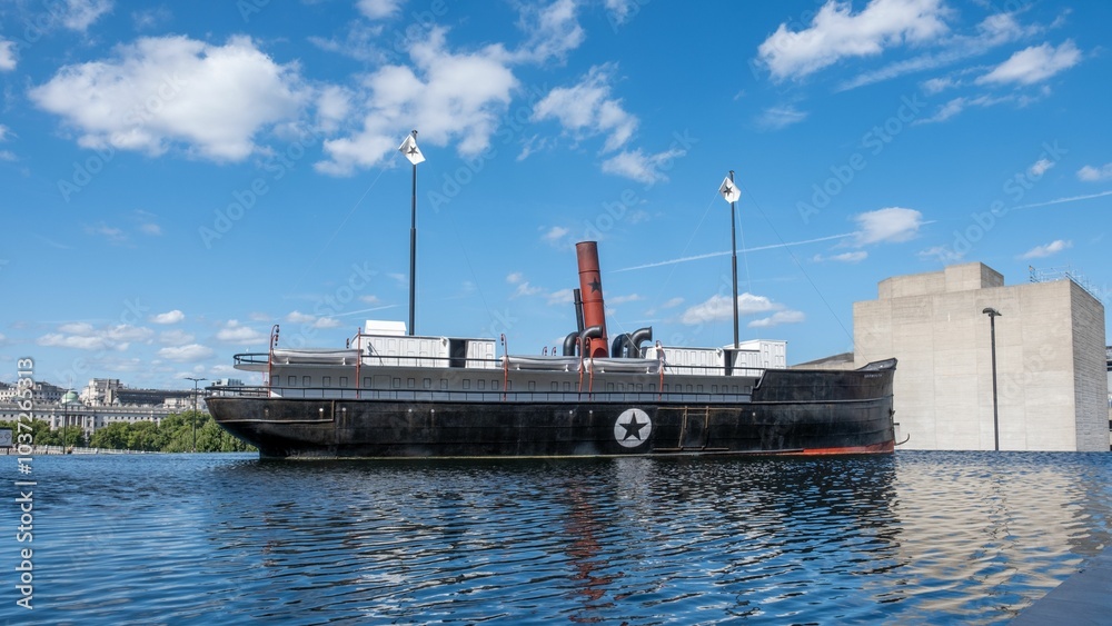 Sculpture of a Black Star Line ship by Tavares Strachan on the top of ...