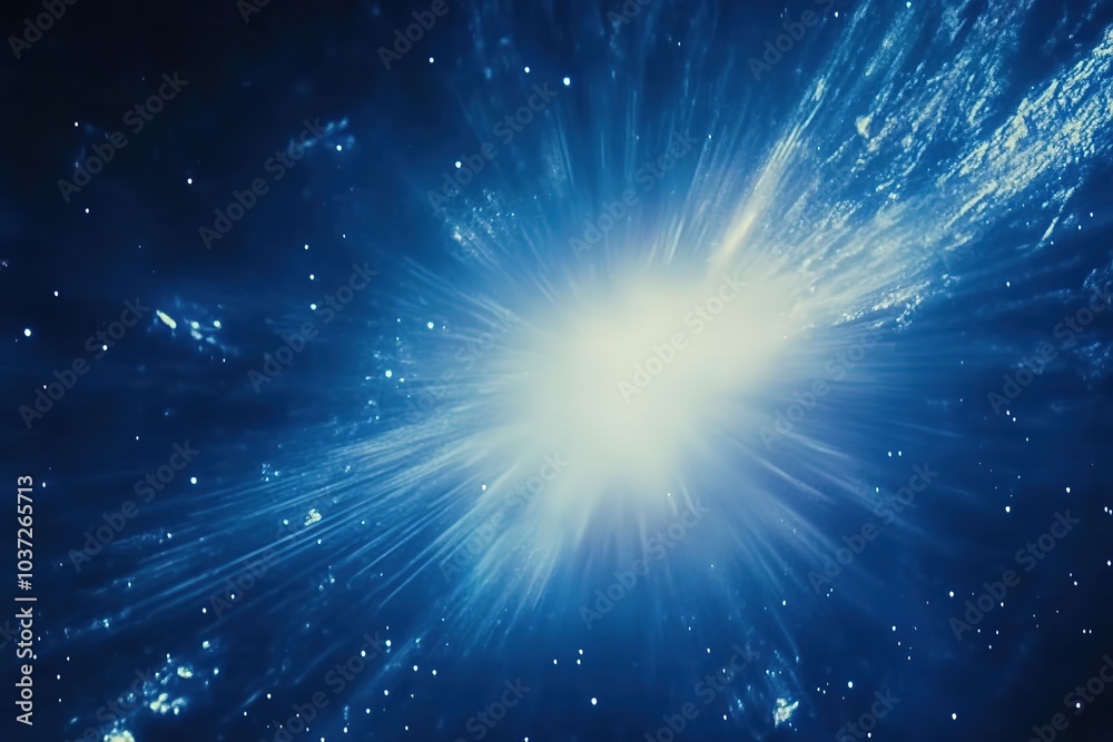 A close-up of an action movie scene, with lens flare, blue light leaks ...