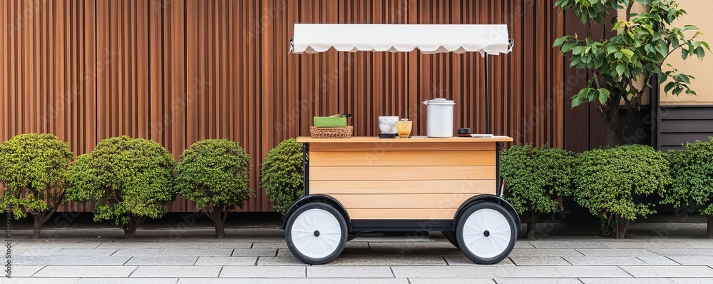 Japanese street vendor with matcha tea cart, cozy setup, rich aroma ...