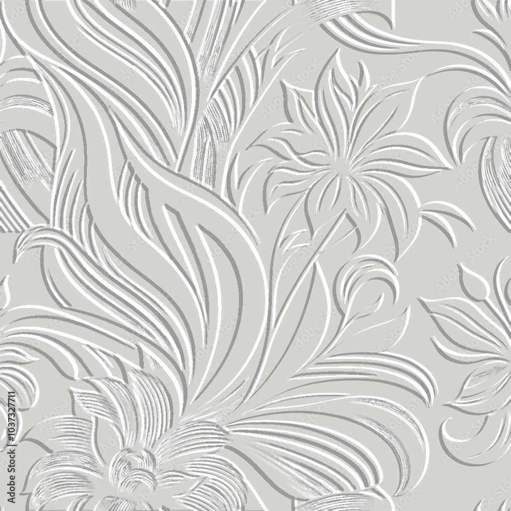 3d floral striped emboss lines flowers textured modern pattern ...