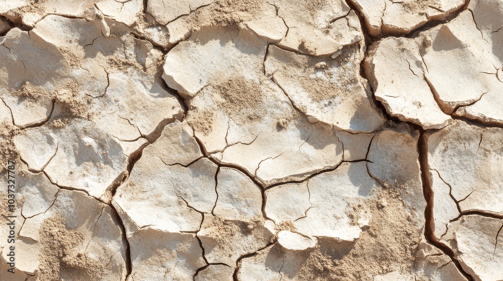 Dry and cracked earth reveals beautiful textures formed by harsh desert ...
