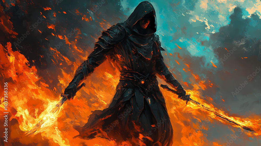 Inferno sorcerer - master of fire magic in the heart of a volcano ...