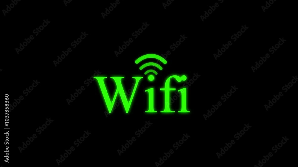 Wifi icon animation with wifi text. Wifi network symbol icon animation ...