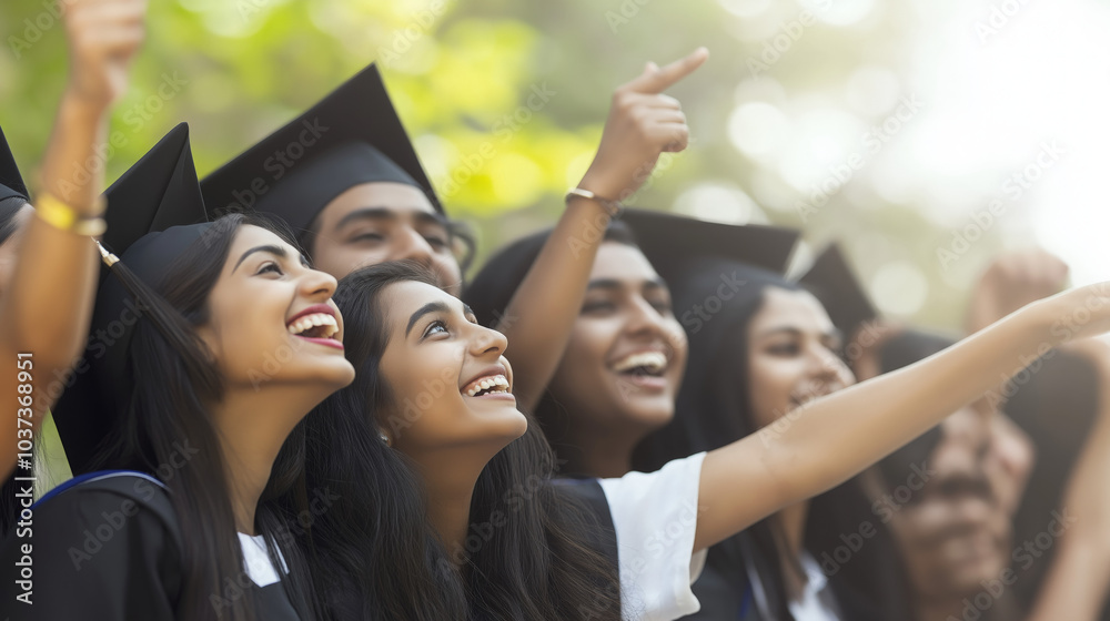 An image capturing a group of Indian students in graduation gowns ...
