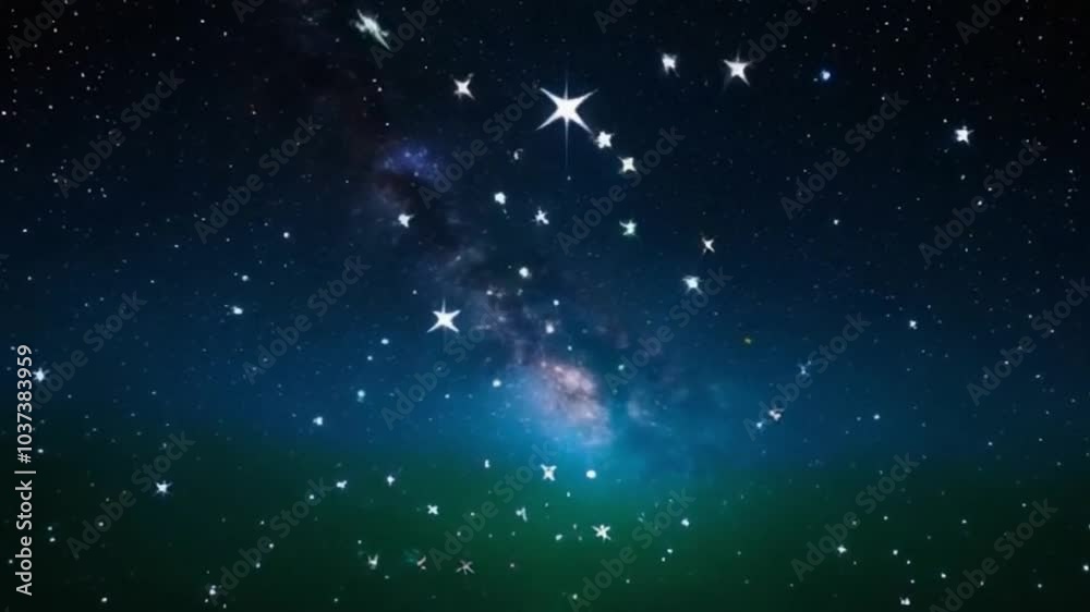 Celestial Spectacle with Blinking Stars Glowing Shooting Stars Falling ...