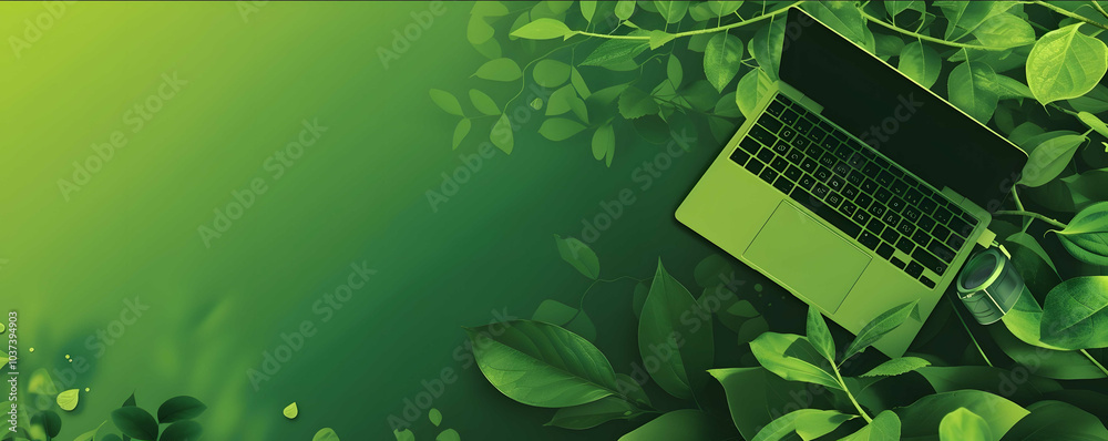 a banner for social media green color tones combining sustainability ...