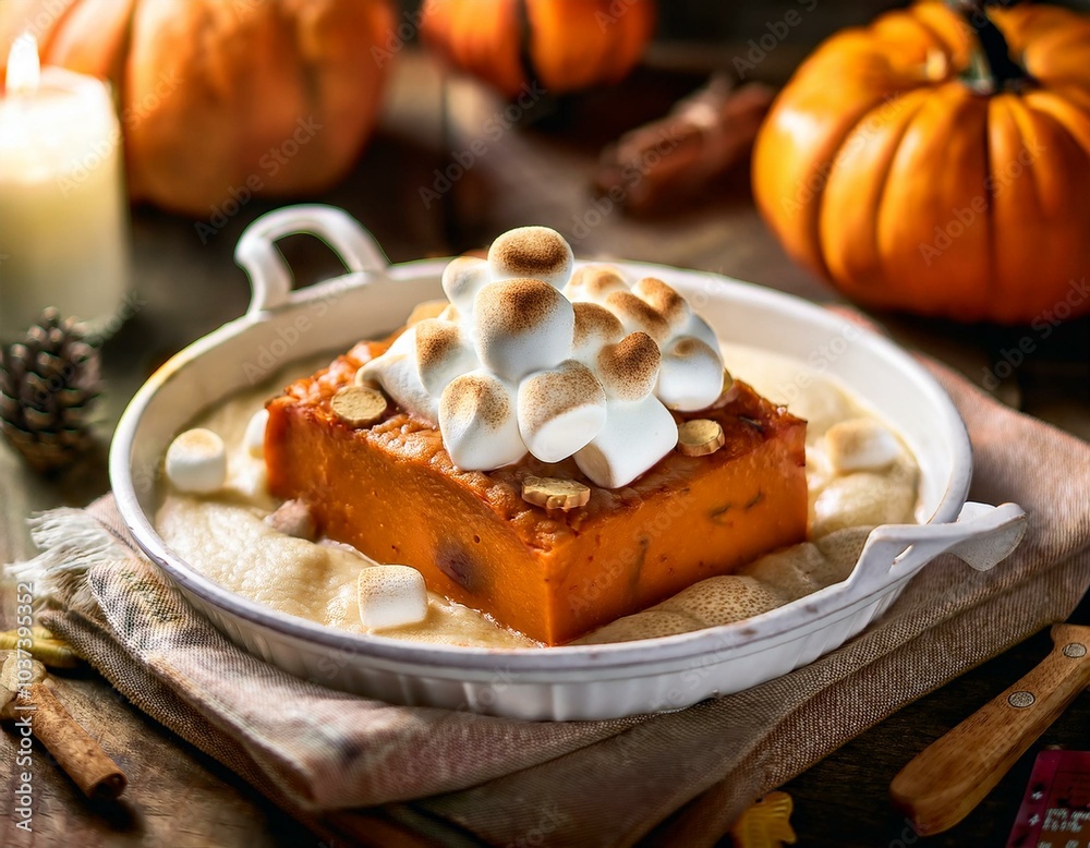a family style sweet potato casserole served as the centerpiece of a ...