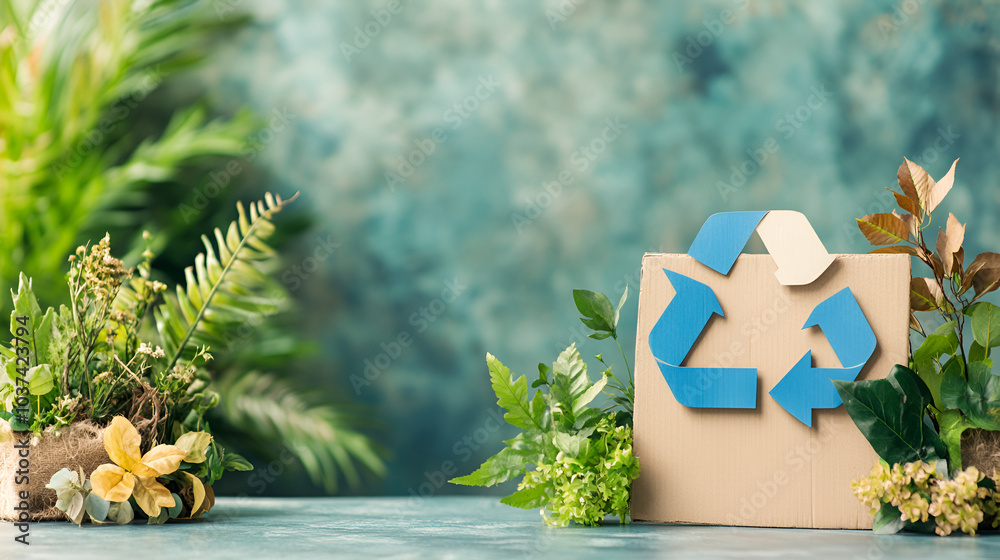 Recycle sign and nature background or wallpaper for environmental ...