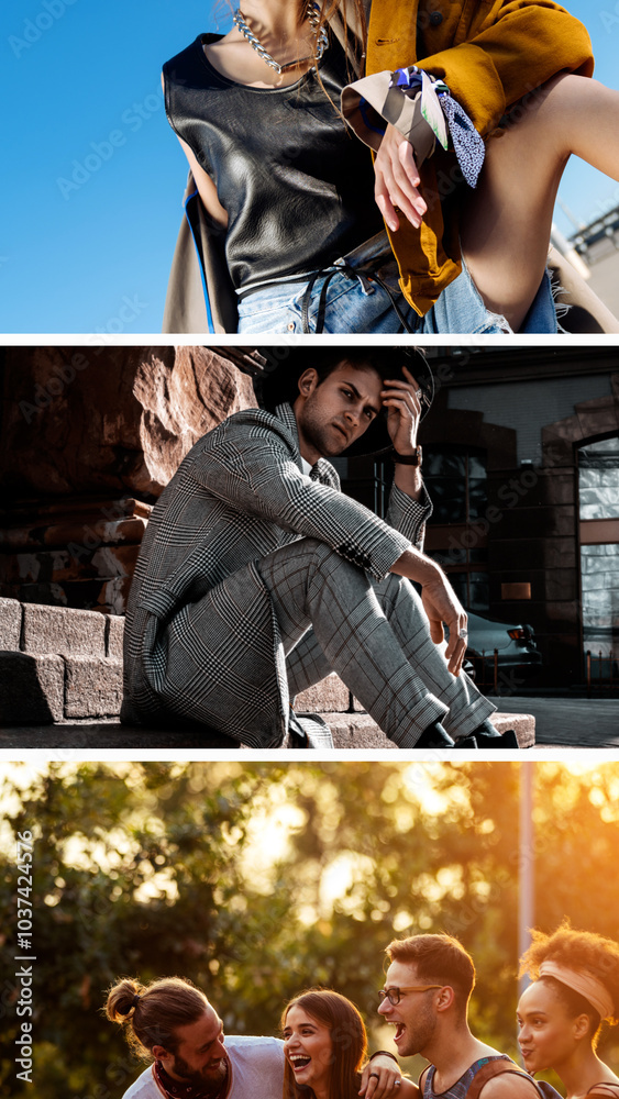 Vertical Split Screens 3 Frames Stock Template | Adobe Stock