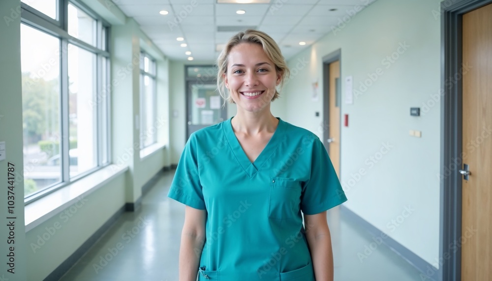 Smiling nurse in the hospital corridor, Friendly medical staff Stock ...