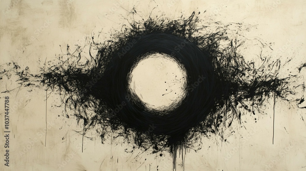 Black and white drawing of a hand-drawn scribble circle, showcasing ...