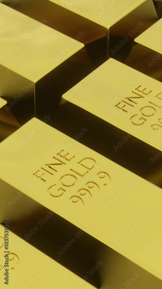 gold bars background 3d animation, close up zooming on text Stock Video ...