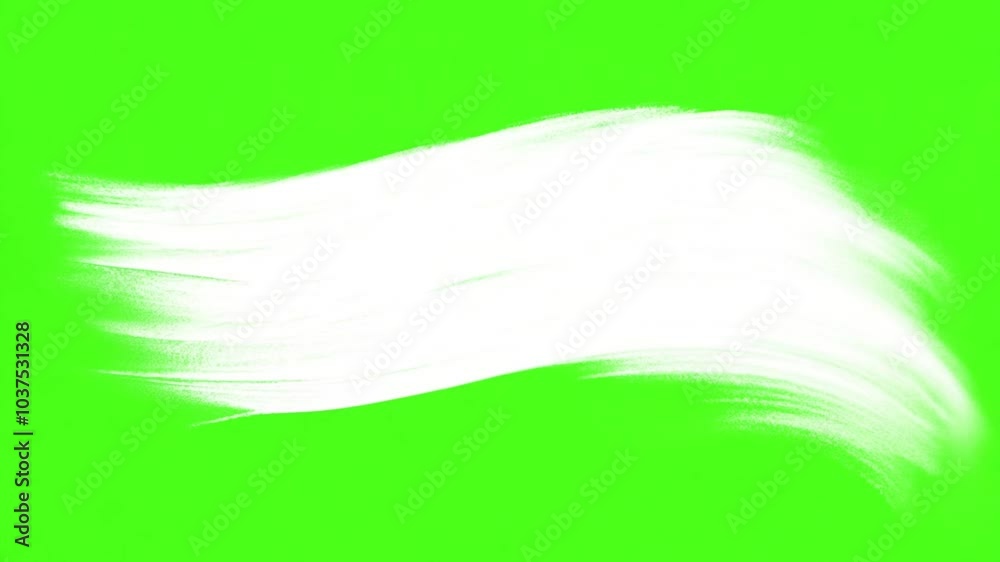 Animation of white abstract paint brush stroke on green screen, drawing ...