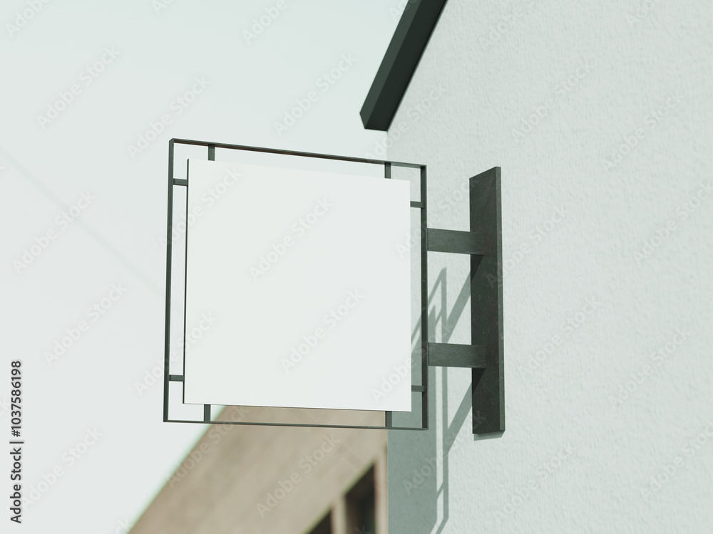 Signboard mockup and template empty frame for logo or text on exterior ...