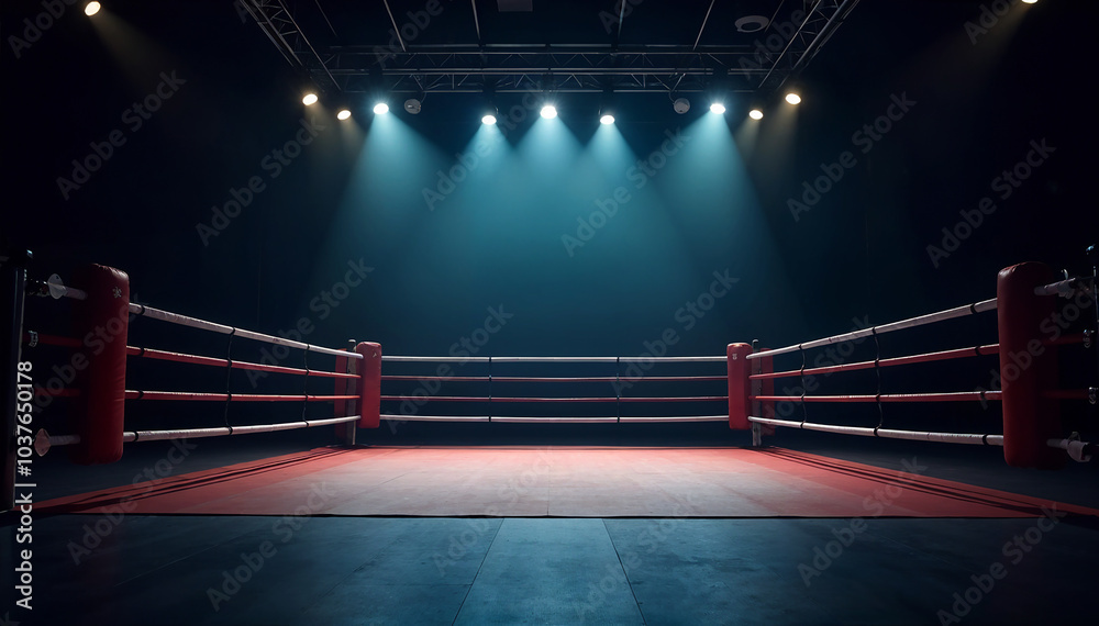 Boxing Ring In Arena, Empty professional boxing ring, stage with carpet ...