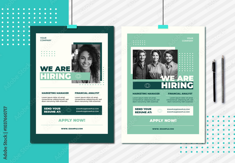 Modern Teal and White Hiring Job Recruitment Flyer Stock Template ...