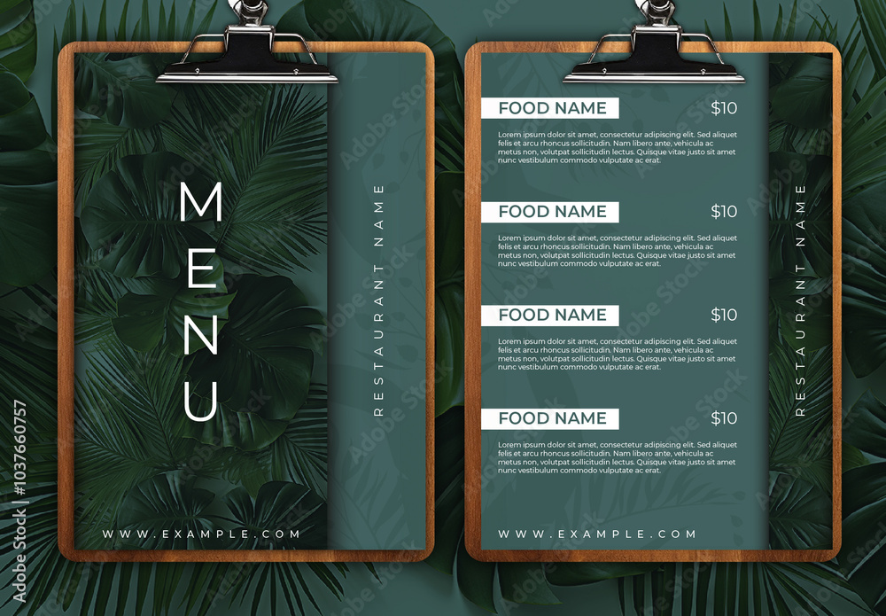 Green Tropical Elegant Restaurant Menu Template Stock Template | Adobe ...