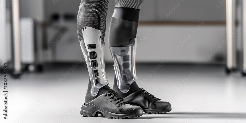 A man stands confidently, showcasing innovative prosthetic legs crafted ...