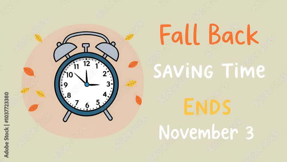Fall Back or Daylight Saving Time Ends poster. Schedule with Alarm ...