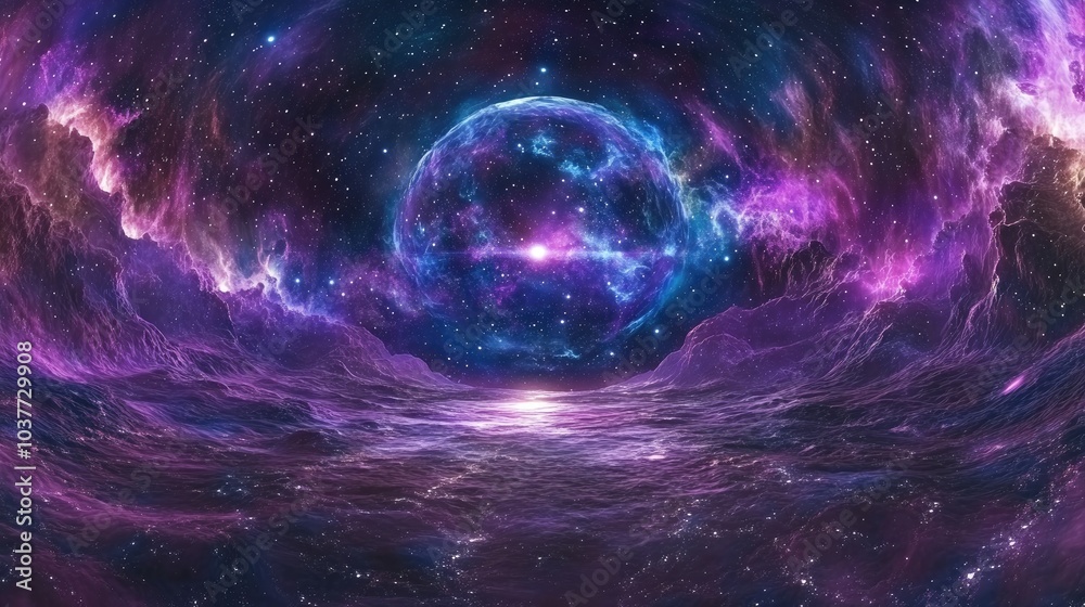 ภาพประกอบสต็อก 360 degree space background featuring nebula and stars ...