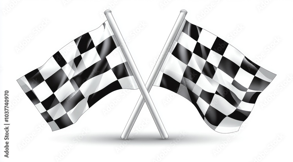 Two crossed checkered flags, commonly used in racing to signal the end ...