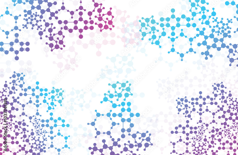 Abstract Molecule Background With Dna And Atom Structure Connected