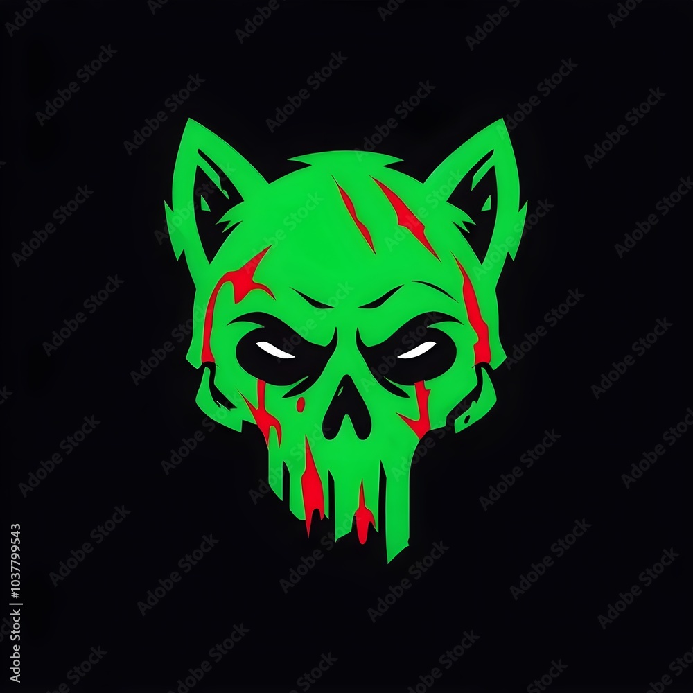 bloody zombie head logo, icon, Halloween, scary, evil, undead, blood ...