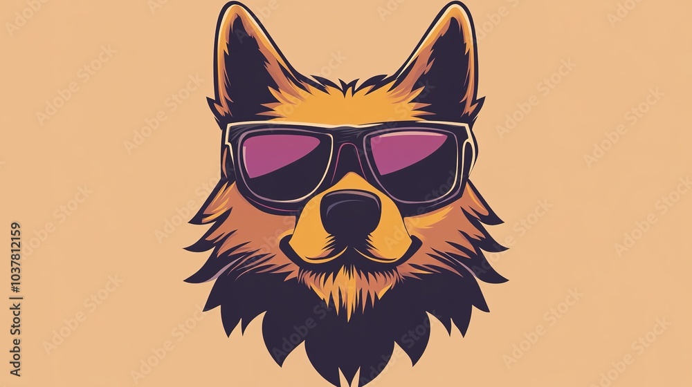 An edgy dog barbershop logo featuring a stylized dog wearing sunglasses ...