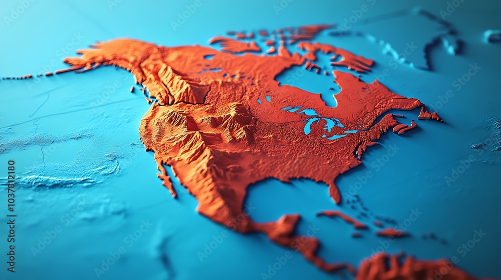 A stylish, modern map of North America with soft gradients and sharp ...