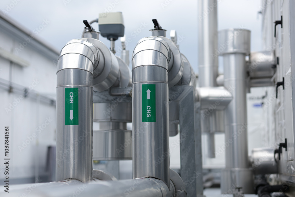 Wrapped chilled water pipe system to reduce condensation. Symbols ...