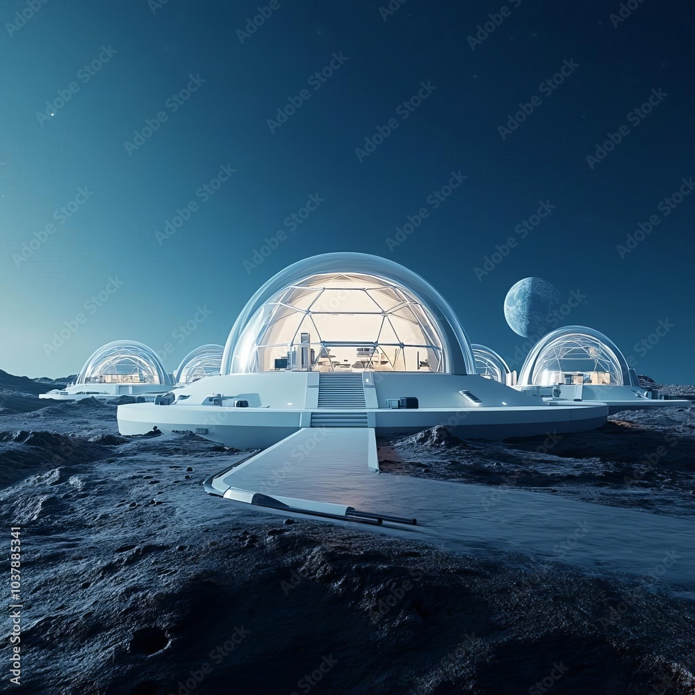 Advanced space habitat with biodomes and artificial gravity, sci-fi ...