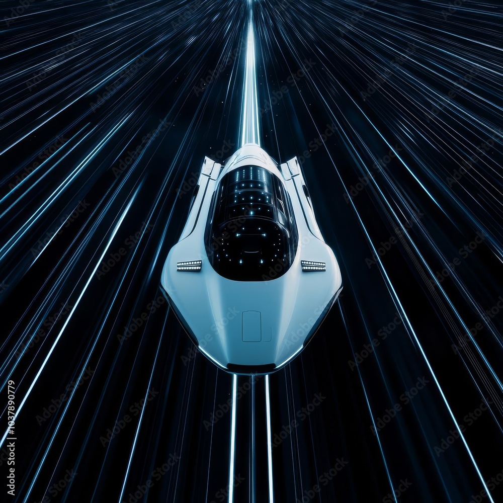 Spaceship with artificial gravity traveling through deep space, sci-fi ...