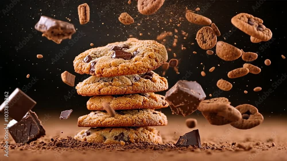 Chocolate Chip Cookie Explosion: A delectable stack of freshly baked ...
