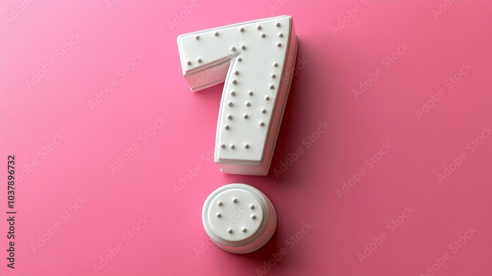 3D exclamation mark in white against a bright pink background modern ...
