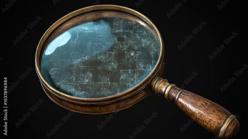 beautifully aged antique magnifying glass with a wooden handle ...