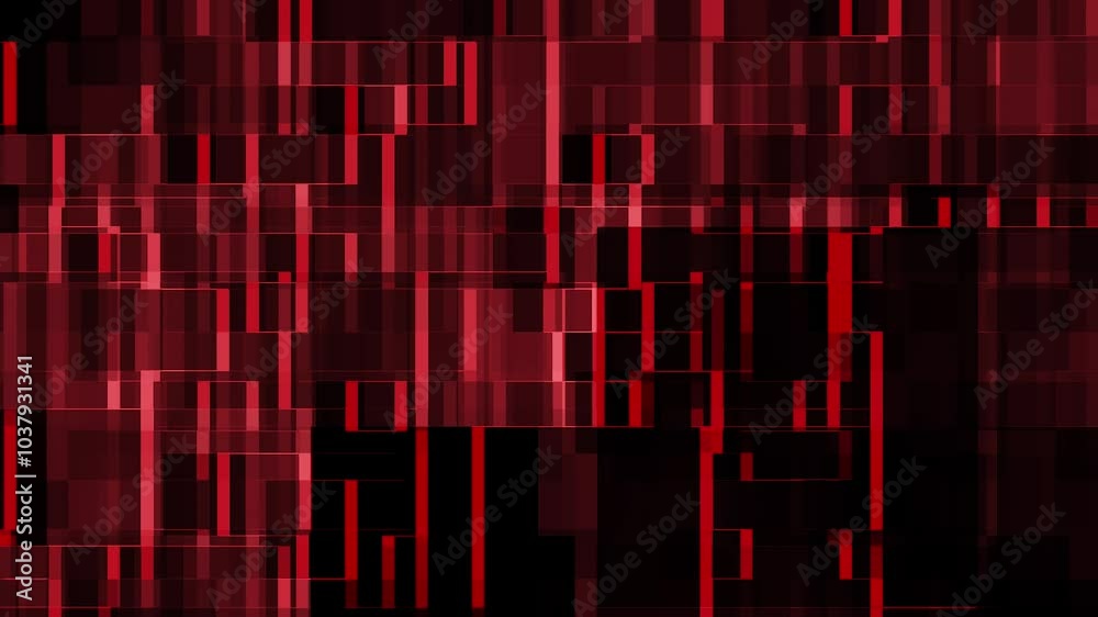 Abstract red lines and block animation tech background, Digital line ...