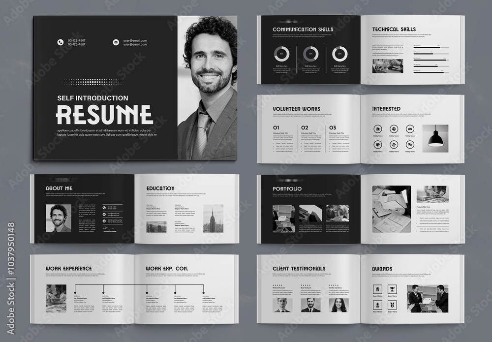 Clean Black Resume Book Design Template Stock Template | Adobe Stock