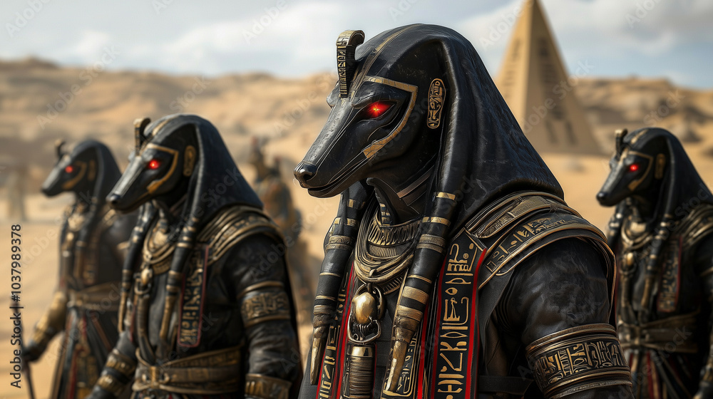 Ancient Egyptian deities depicted as powerful figures with canine heads ...