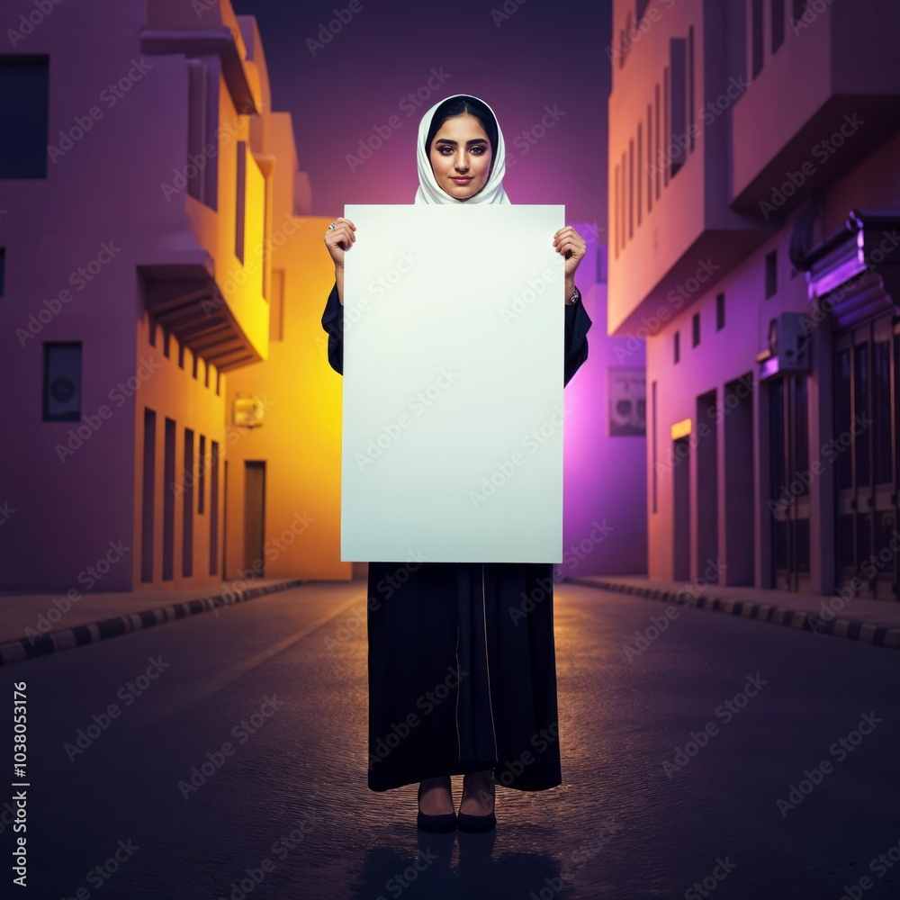 arab middle eastern Saudi woman in hijab and traditional formal Abaya ...