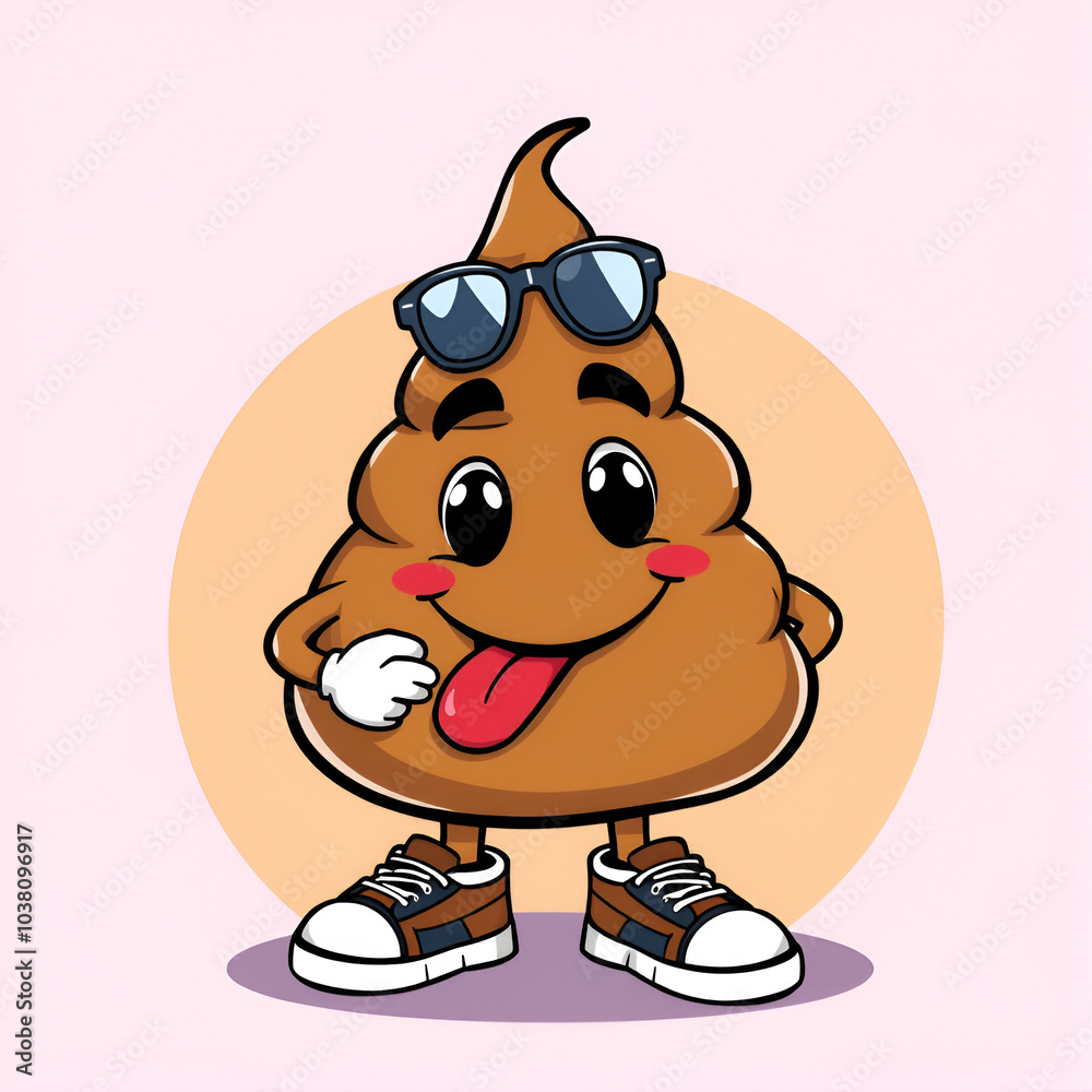 Cartoon groovy poop character, happy poo personage. Poo happy groovy ...