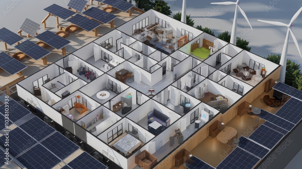 solar wind turbines renewable energy project technology building ...