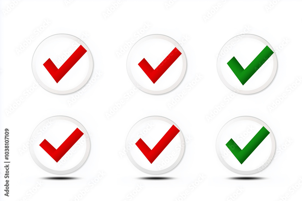 series of six different colored check marks, each with a different ...