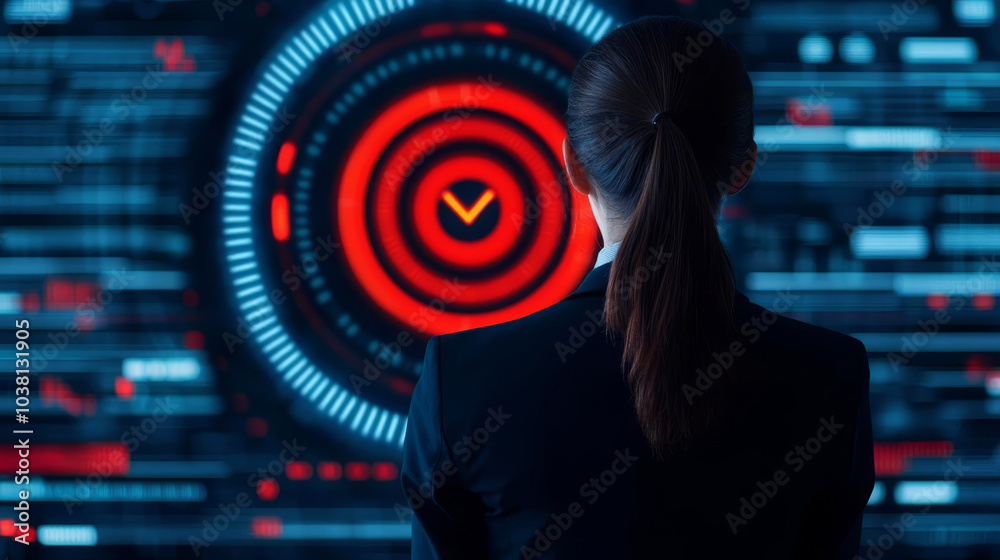 Businesswoman analyzing risk and opportunities to planning business via ...