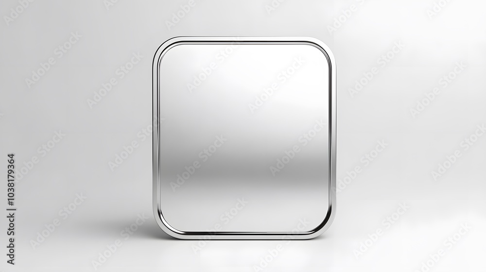 Blank Mobile application icon, button - Silver square with round ...