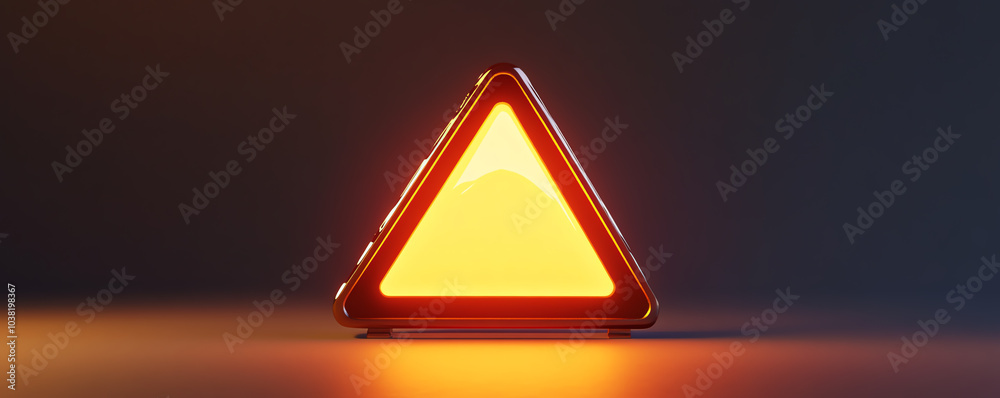 Simple warning icon, tiny 3D clay render, soft lighting, front view ...