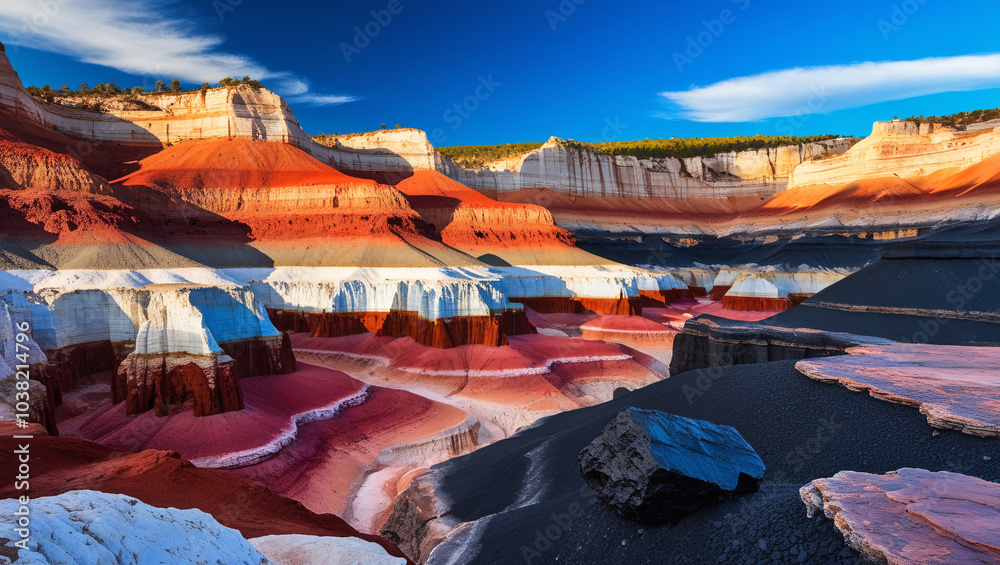 Geological Landscape A Stunning Canyon with Layers of Iron Oxide Reds ...