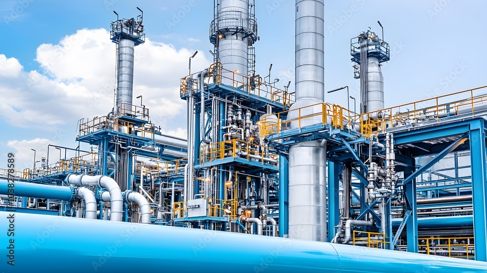 Oil Pumping Station: A sprawling facility with multiple pipelines ...