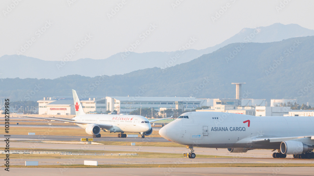Oct 15, 2023 - Seoul, South Korea - Asiana airline cargo aircraft plane ...
